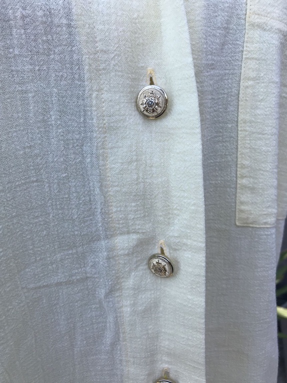 Lysegul, vintage bluse med brystlomme, Str 42 - Epla