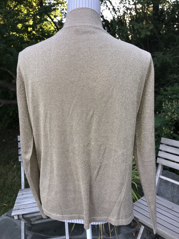 Cardigan og topp i gullstrikk, Str L - Epla