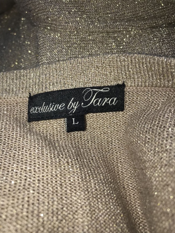 Cardigan og topp i gullstrikk, Str L - Epla