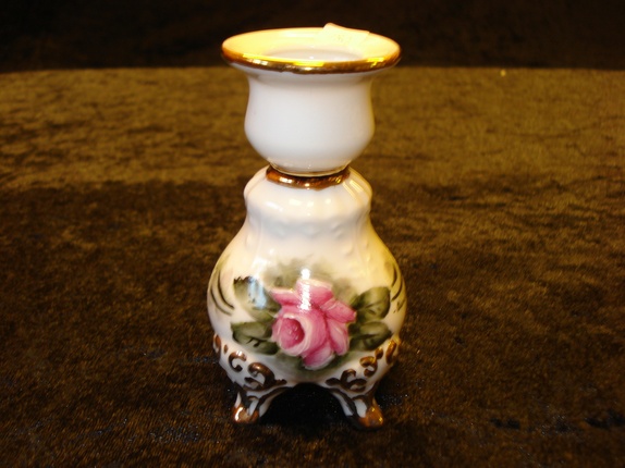 Håndmalt porselens lysestake /blomstervase - Epla