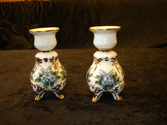 Håndmalt porselen lysestake/ blomster vase - Epla