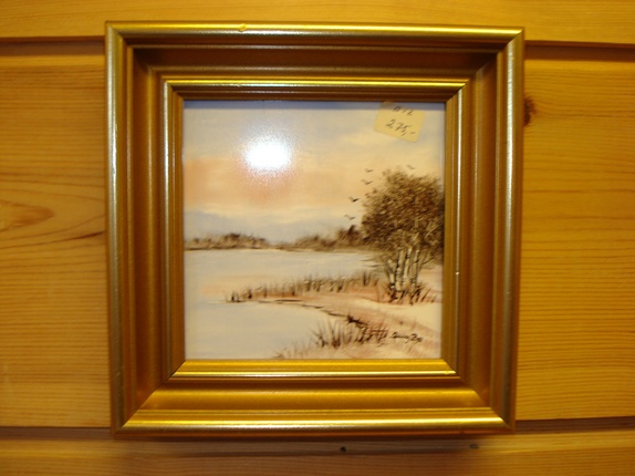 Landskap maleri på kjeramikk flis - Epla