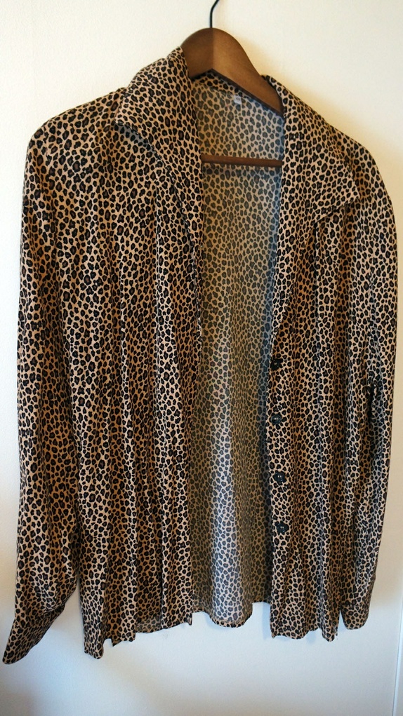 Vintage stor bluse med leopardmønster - Epla
