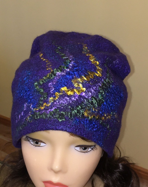 Ull lue Tie Dye Blå Grønn Tova Lue Dame Hipsterlua - Epla