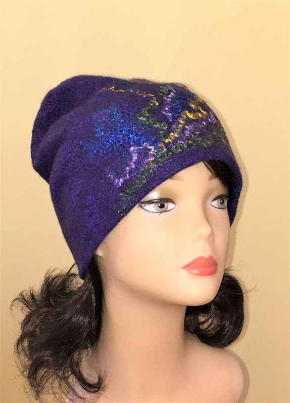 Ull lue Tie Dye Blå Grønn Tova Lue Dame Hipsterlua - Epla