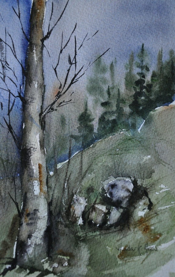 Orginal akvarell - "Høstskog" - Epla