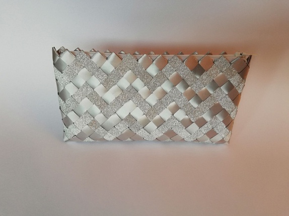 Veske i meksikansk fletting - glitter sølv - Epla