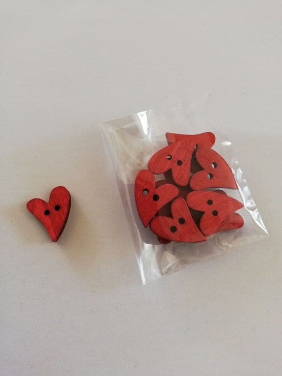 Hjerteknapper,10 stk,rød - Epla