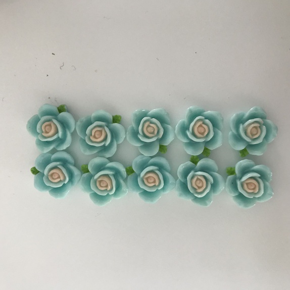 10 stk. Turkis Resinblomster - Epla