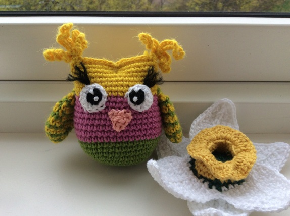 Ugle Oda, heklet ugle,pynt, barselgave, jenter, gutter - Epla