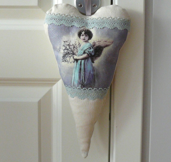 Hjerte med grønn engel - Epla