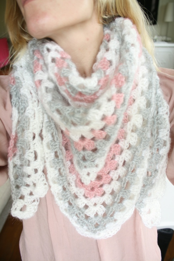 Heklet skjerf/sjal i striper - multifarget 2 - 30% - Epla