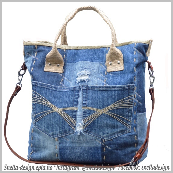 Skulderveske i gjenbrukt dongeri - Epla