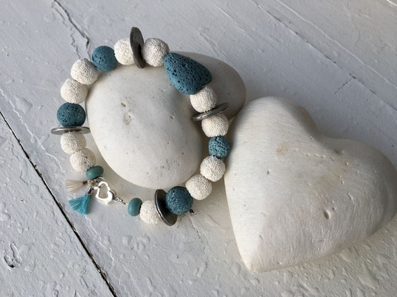 Lavaperler i hvitt og turkis - Epla