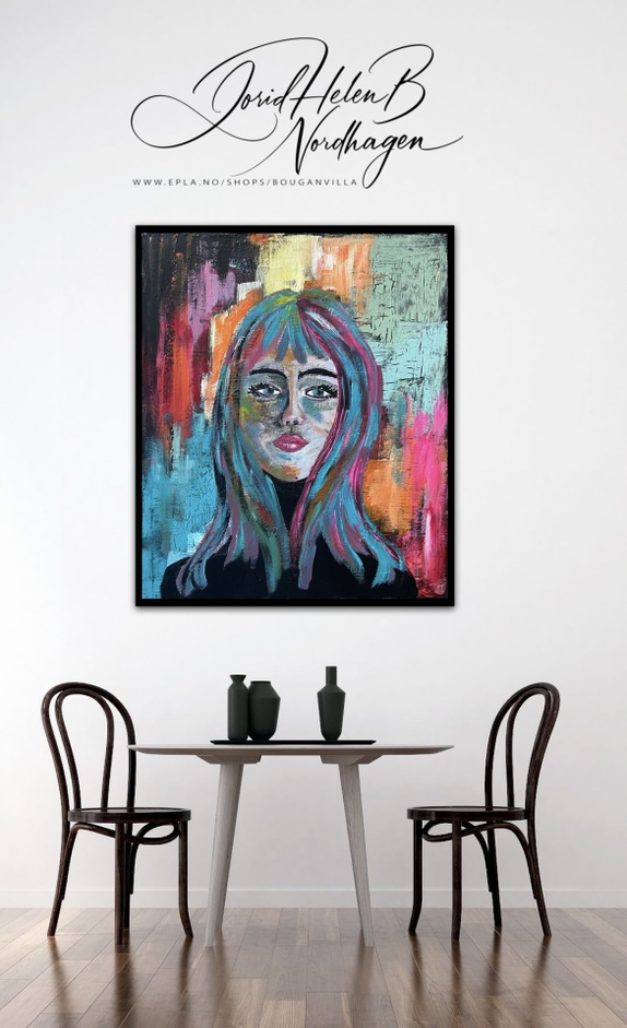 Fargerik dame - maleri - Epla