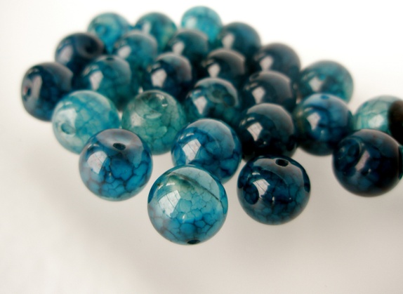 Sjøblå Agate perler - Epla
