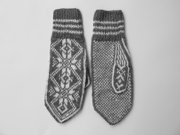 Herre Snorre votter i grått og krem str M - Epla