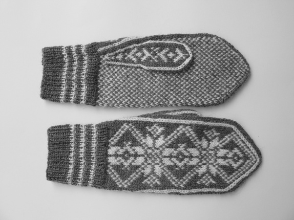 Herre Snorre votter i grått og krem - Epla