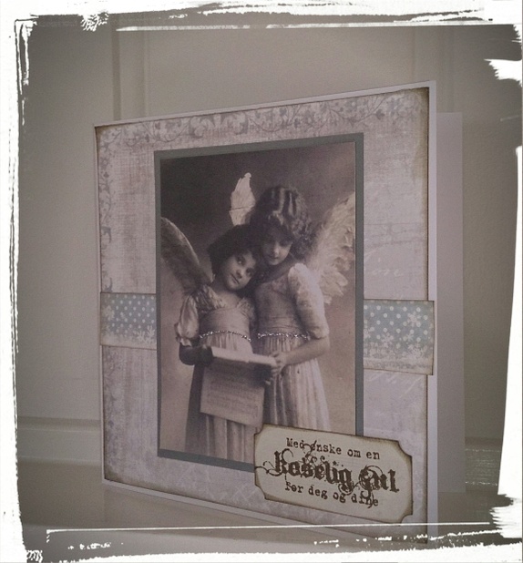 Julekort med vintage engler. - Epla