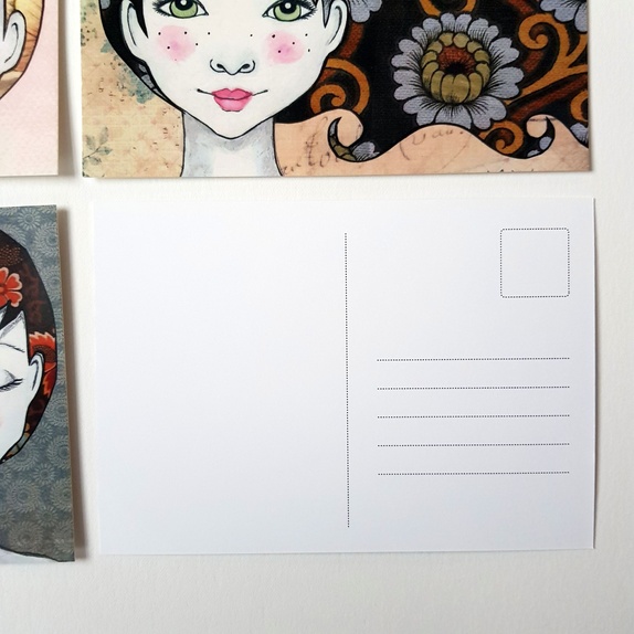 Sett med 4 Postkort - jenter - Epla