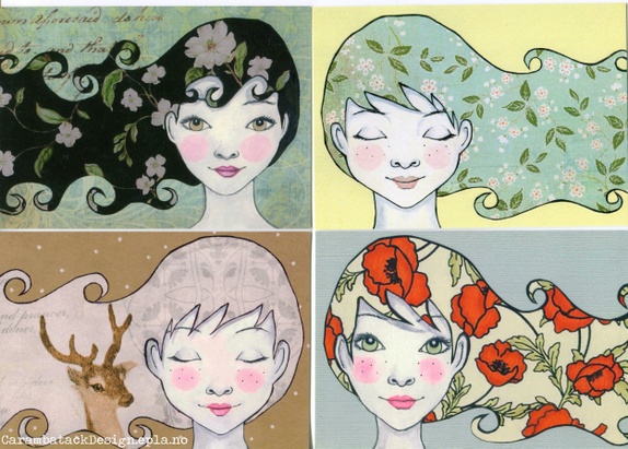 4 Postkort - Jenter - Epla