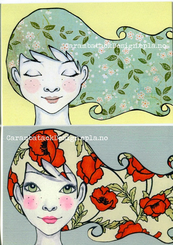 4 Postkort - Jenter - Epla