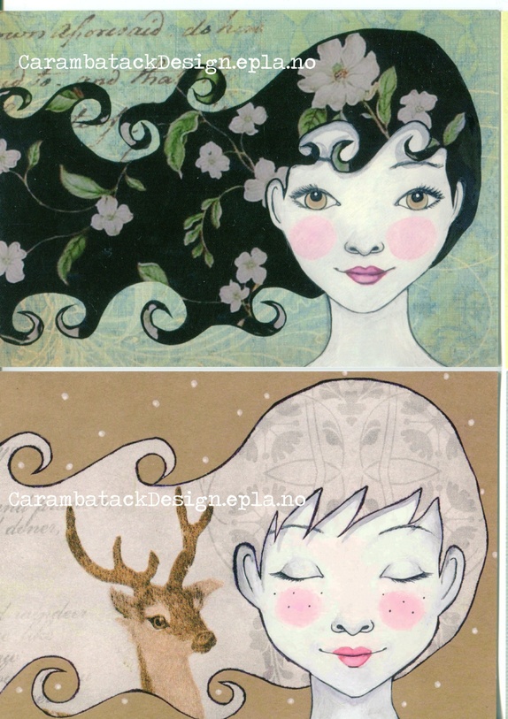 4 Postkort - Jenter - Epla