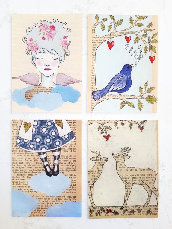 Sett med 4 Postkort - Epla