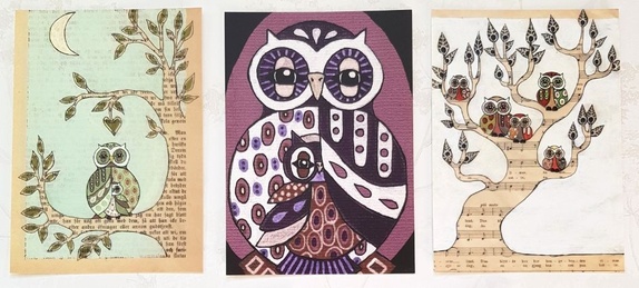Sett med 5 Postkort - Ugler - Epla