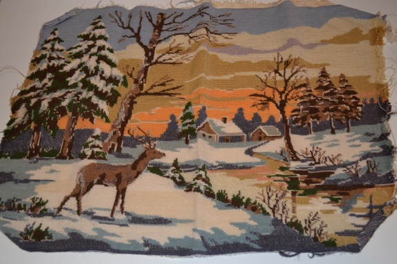 Vakre gammel broderi , vintage hjort - Epla