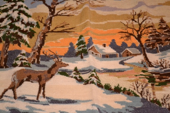 Vakre gammel broderi , vintage hjort - Epla