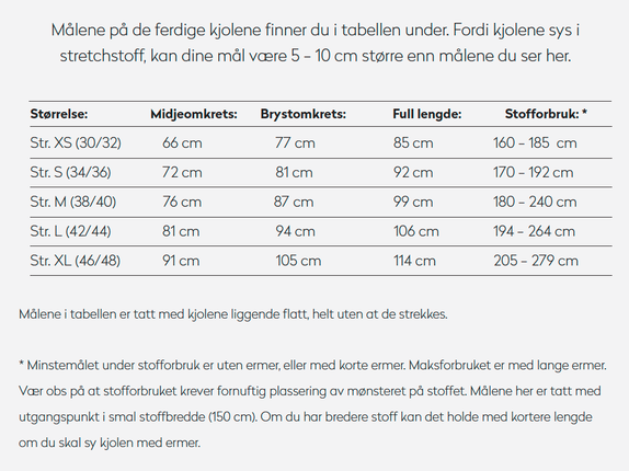 Mønster: Jerseykjole med sving, str. XS-XL - Epla