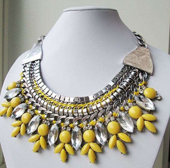Statement halskjede i sølv og gul - Epla