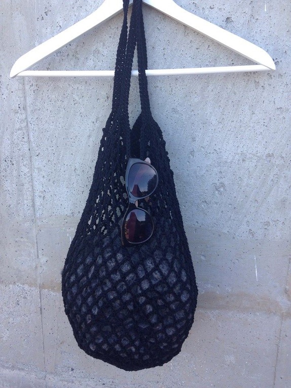 Heklet handlenett/veske - spar miljøet for plast - sort - Epla