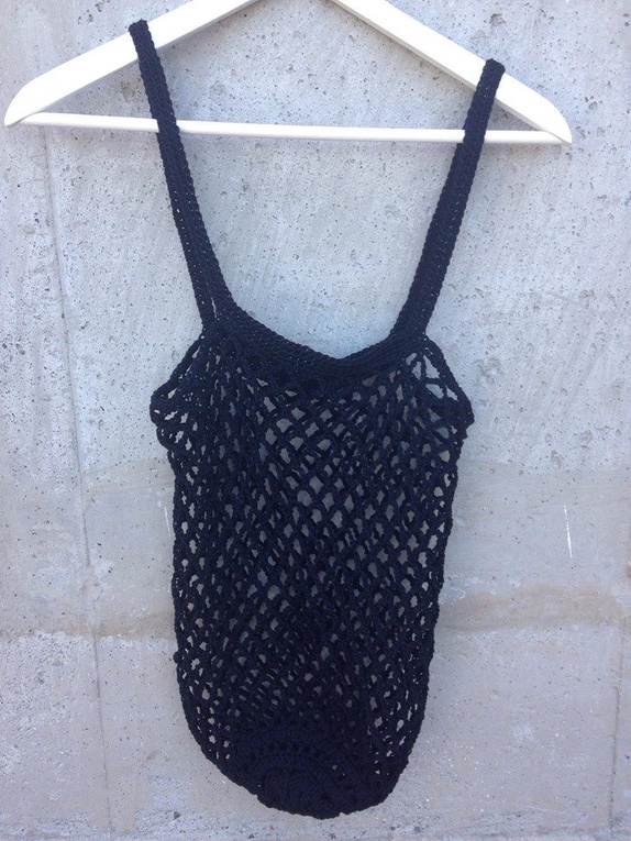 Heklet handlenett/veske - spar miljøet for plast - sort - Epla