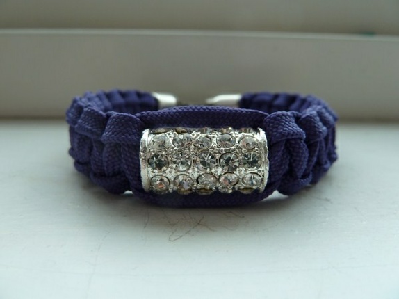 " Summertime " Armbånd av håndflettet paracord og stor rørperle med krystaller ,str large - Epla