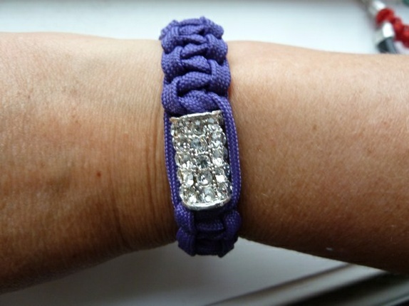 " Summertime " Armbånd av håndflettet paracord og stor rørperle med krystaller ,str large - Epla