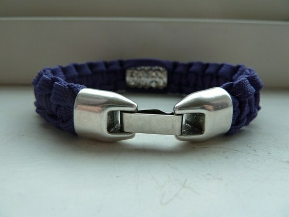 " Summertime " Armbånd av håndflettet paracord og stor rørperle med krystaller ,str large - Epla