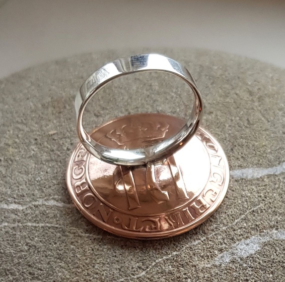 Tøff ring med gamle norske 5 øring fra 1930. Str 9 (60) - Epla