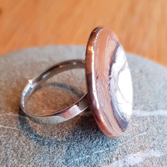 Tøff ring med gamle norske 5 øring fra 1930. Str 9 (60) - Epla