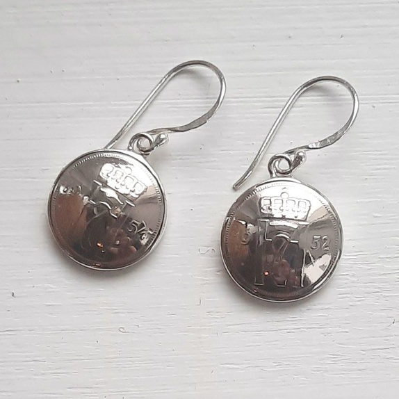 NYHET! Buet myntørepynt med 10- øringer med Haakon den 7 ,satt i 925 ...