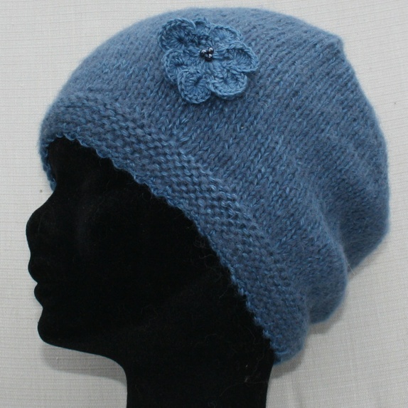 Due blå lue med rose - Epla